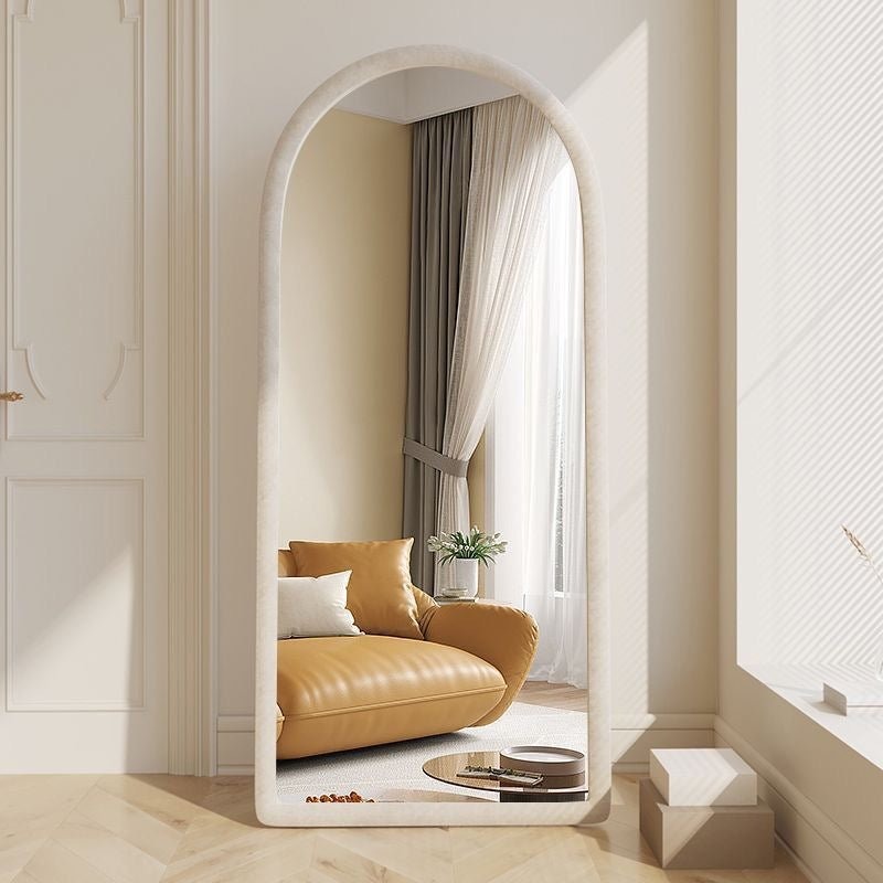 Off white velvet frame Arch Mirror - Luxury Casa - Home of premium décor