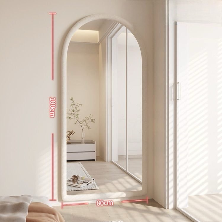 Off white velvet frame Arch Mirror - Luxury Casa - Home of premium décor