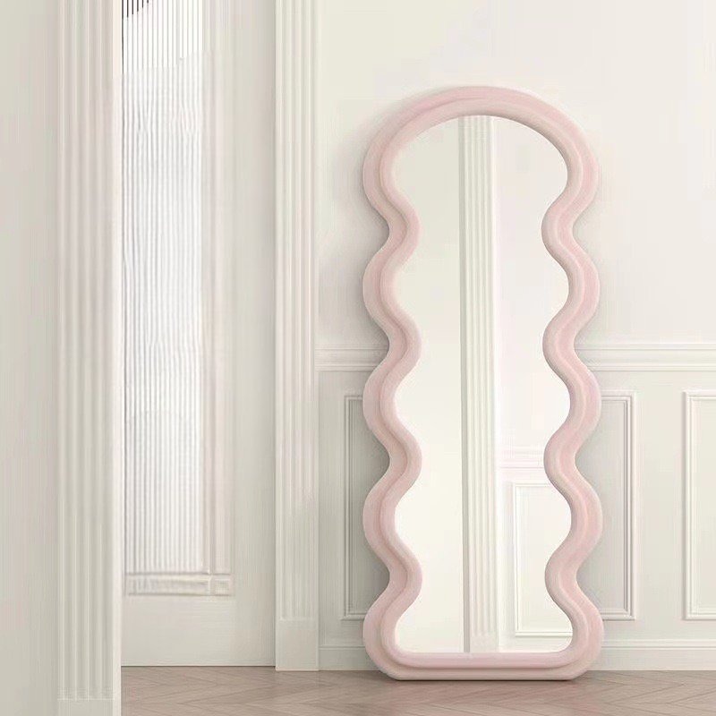Wavy Pink frame velvet floor Mirror – Luxury Casa – Home of premium décor